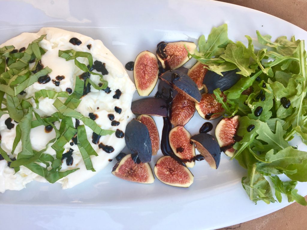 Fresh Fig, Burrata with Basil and Balsamic Glaze
